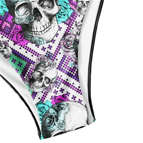 Pixel Skull Rose Micro Triangle Bikini Swimsuit Wonder Skull