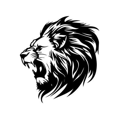 Lion Head Face Logo Silhouette Black Icon Tattoo Mascot Hand Drawn Lion