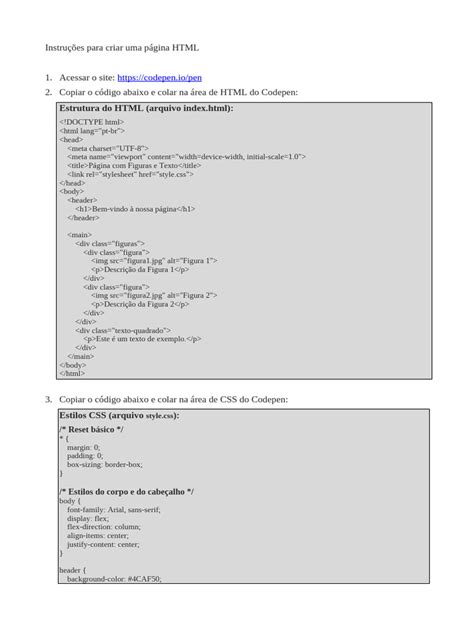 Código Em Html E Css Externo Pdf Html Engenharia De Software