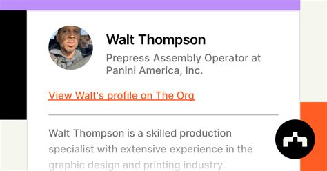 Walt Thompson Prepress Assembly Operator At Panini America Inc