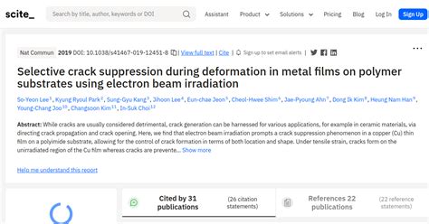 Citation Report Selective Crack Suppression During Deformation In Metal Films On Polymer