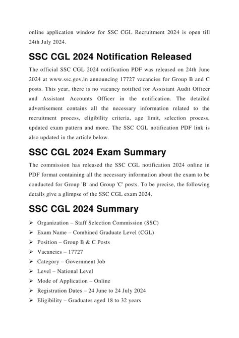 PPT SSC CGL 2024 Notification Released Apply Now For 17 727