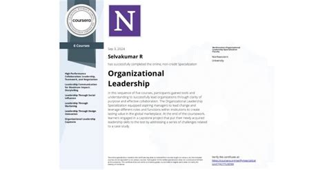 Selvakumar Rajendran On Linkedin Completion Certificate For Organizational Leadership