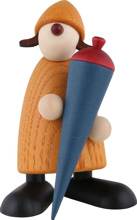 Gratulantin Klara mit Zuckertüte gelb cm von Björn Köhler Kunsthandwerk Christmas wood