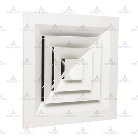 445mm Sq 300mm Neck 4 Way White Ceiling Diffuser Obd