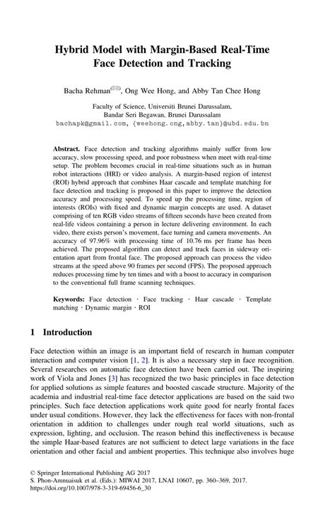 Pdf Hybrid Model With Margin Based Real Time Face Detection And Tracking