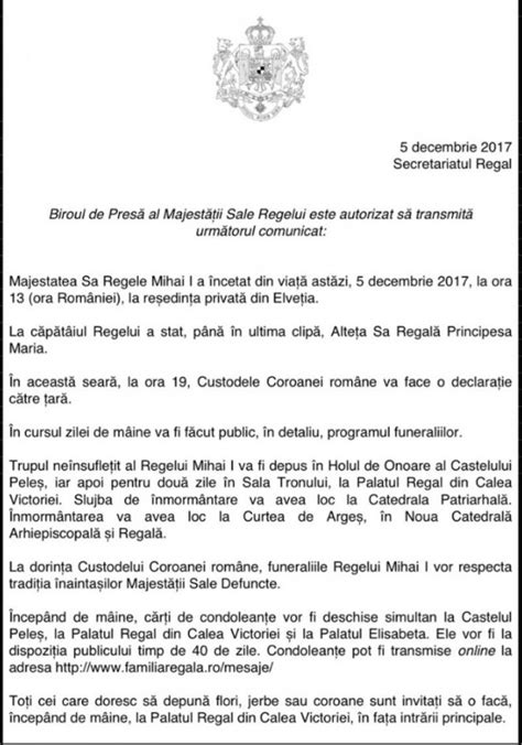 A murit Regele Mihai I al României Libertatea Cuvântului Cernăuți