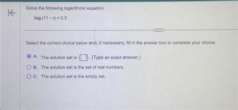 Solved K Solve The Following Logarithmic Equation Log Chegg