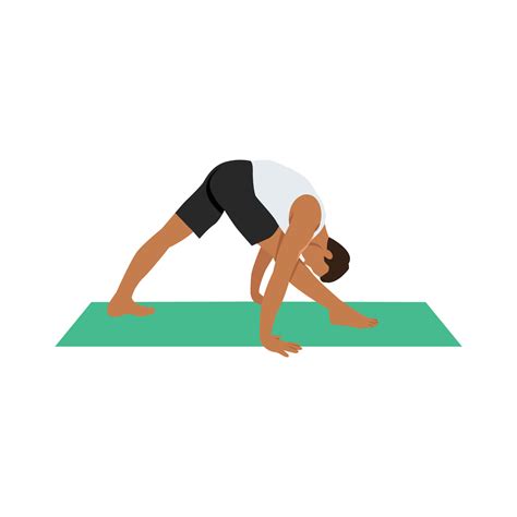 Man Doing Intense Side Stretch Pose Parsvottanasana Exercise Flat