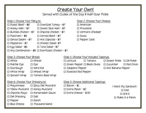 Create Your Own Menu Board Pdf