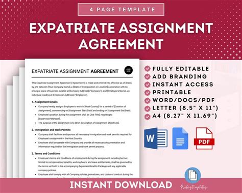 Expatriate Assignment Agreement Template Overseas Employment Contract