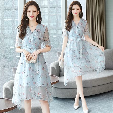 Huti Wjwyl Plus Size Summer Floral Chiffon Midi Sundress Boho 2018