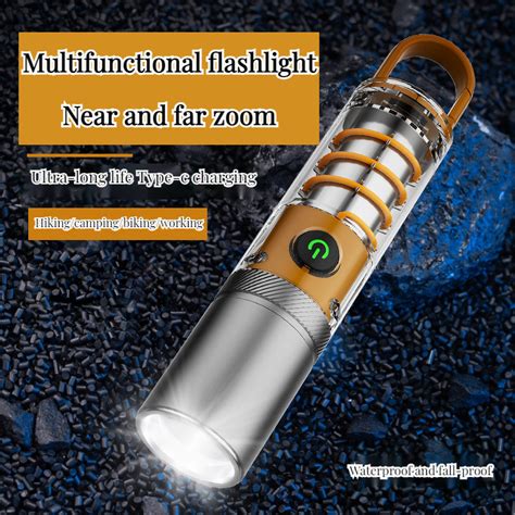 Rechargeabl Waterproof Flashlight Multi Functional Warm Light Side