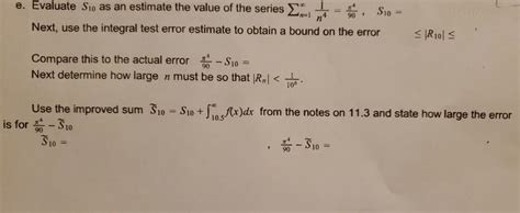 Solved Use The Integral Test Error Estimate To Obtain A
