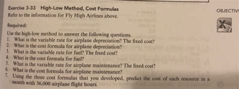 Objective Exercise High Low Method Refer To Chegg