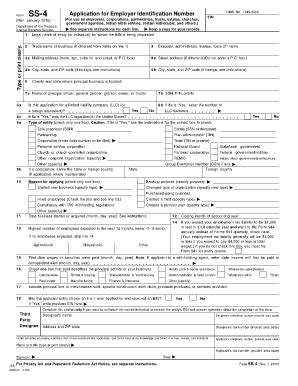 Fillable Online Application Employer ID Nbr SS 4 Complete Payroll