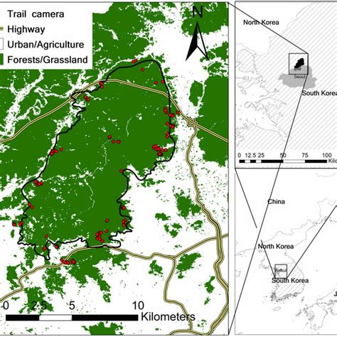 Study Area With Land Cover Types Left The Gray Area Is Seoul And The