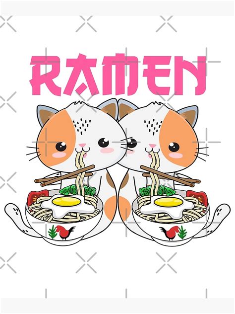 Cute Cat Eating Ramen Poster For Sale By Fruitoon Redbubble