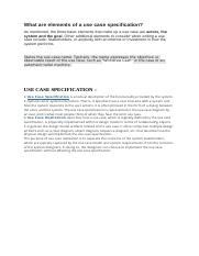 USE CASE SPECIFICATION Docx What Are Elements Of A Use Case Specification As Mentioned The