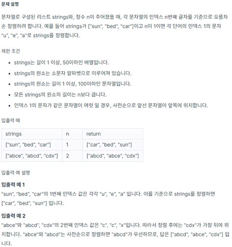프로그래머스 Level 1 문자열 내 마음대로 정렬하기 Javascript