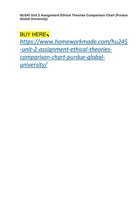 Hu245 Unit 2 Assignment Ethical Theories Comparison Chart Purdue
