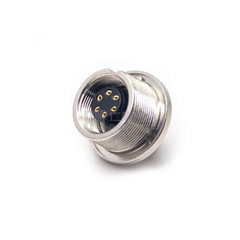 M9 Female Panel Mounting Receptacle 6 Pin Front Fastened Straight