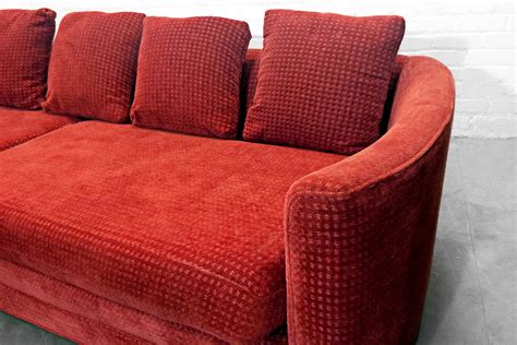 Sold Custom Mid Century Sofa In Rust Colored Chenille Rehab Vintage