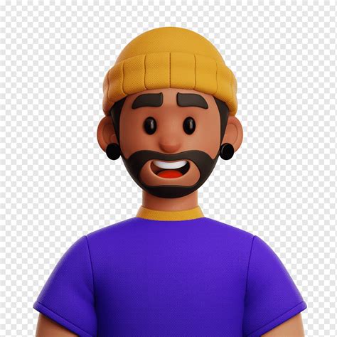 Bald Hair Man With Beanie Hat Hat Beanie Beard Short Hair Bald 3d