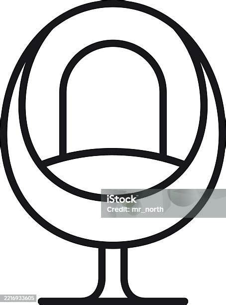 아이콘 현대적이고 둥근 의자 디자인의 양식화 된 그림 가는 선 스타일에서 0명에 대한 스톡 벡터 아트 및 기타 이미지 0명 가구 고급 Istock