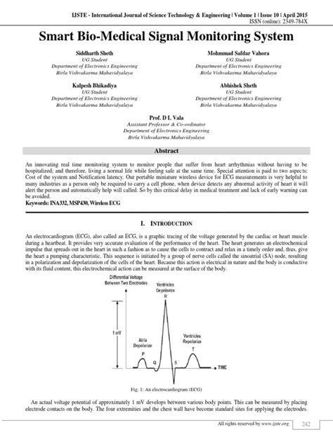 Smart Bio Medical Signal Monitoring System Pdf Electrocardiography