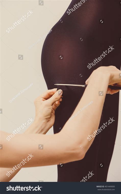 Girl Black Pantyhose Female Hands Scissor Foto De Stock Editar Ahora