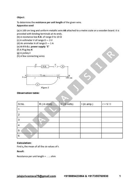 Resistance Per Unit Length Practical Pdf