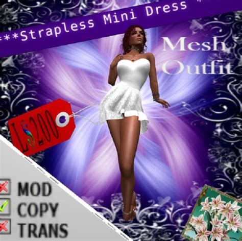 Second Life Marketplace Strapless Mini White
