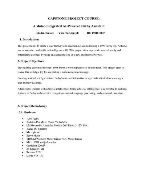 Arduino Entegreli Yapay Zeka Destekli Hijack Furby Asistan Pdf