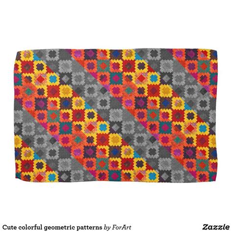 Cute Colorful Geometric Patterns Towel Zazzle Towel Pattern
