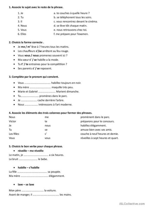 12 Verbes Pronominaux Français Fle Fiches Pedagogiques Pdf