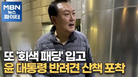 Mbn 뉴스파이터 또 회색 패딩 입고윤 대통령 반려견 산책 포착 Youtube