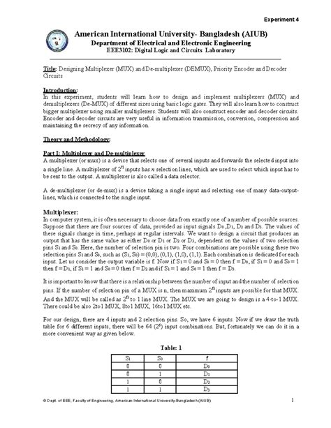 Dlc Lab Designing Mux Demux Encoder And Decoder Circuits Fall 22 23