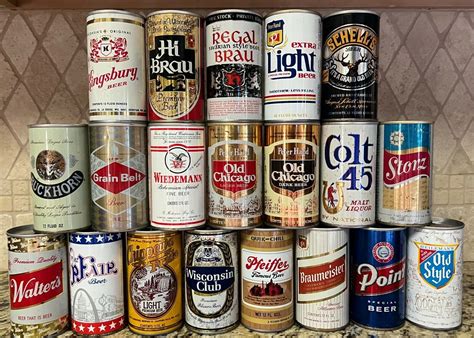 20 Vintage 1970s Beer Cans ~ 12 Oz Straight Steel Mid West Cans