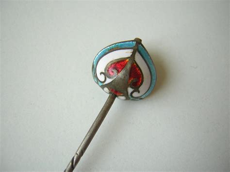 Antique Brooch 800 Silver Stamp Enamel Enameled 30 G Gem