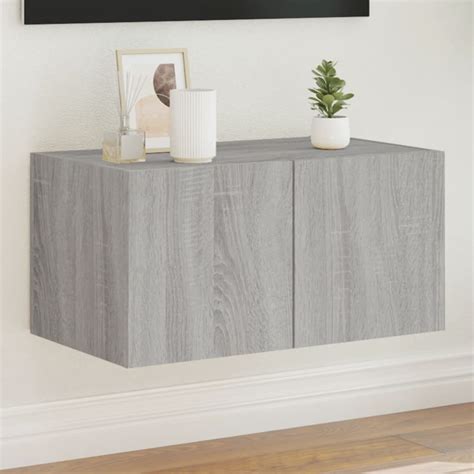Maison Exclusive Meuble TV mural avec lumières LED sonoma gris x x cm Leroy Merlin