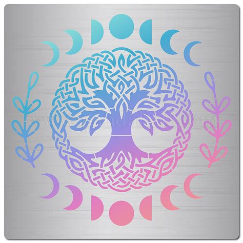 Wholesale GORGECRAFT Tree Of Life Metal Stencil 16x16cm Moon Phase