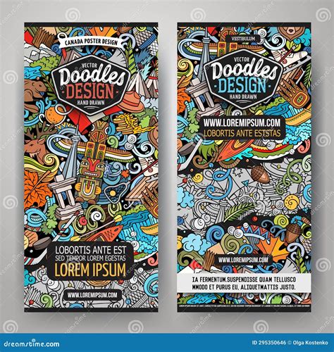 Cartoon Vector Doodle Set Of Canada Banners Templates Stock Vector