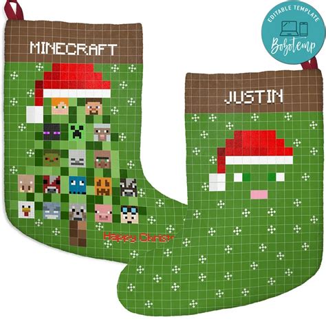 Minecraft Custom Name Christmas Stockings Bobotemp