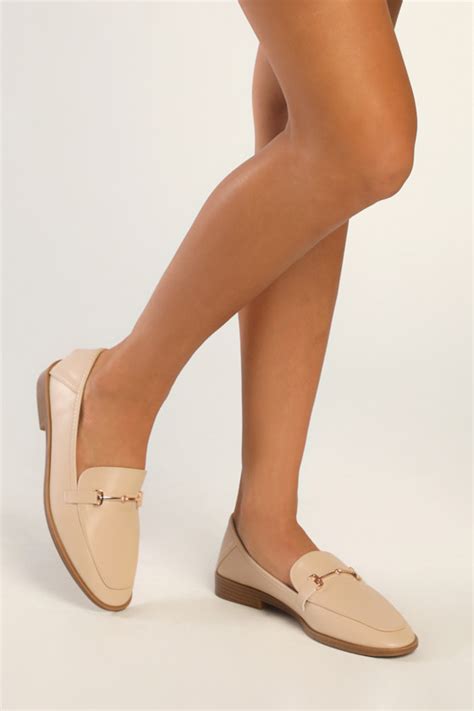 Beige Loafers Faux Leather Loafers Horsebit Loafers Lulus