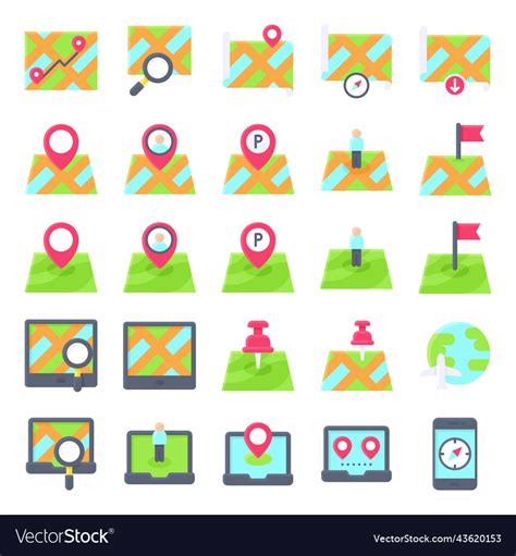 Location Map And Navigation Flat Icon Set 2 Vector Image