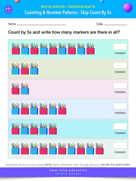 Counting And Number Patterns Skip Count By 5s Count By 5s And Write