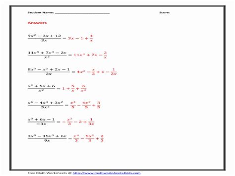 Division Of Monomials Worksheet Pdf