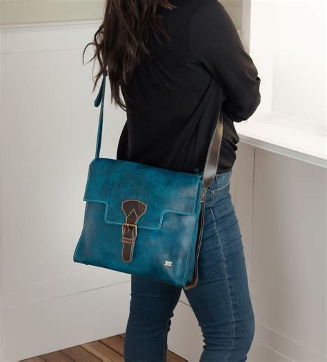 Blue Cross Body Bag For Women Vintage Inspired Leather Bag Etsy