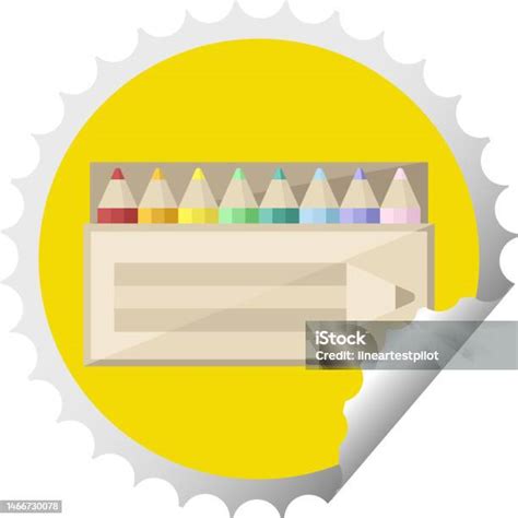 Pack Of Coloring Pencils Graphic Vector Illustration Round Sticker